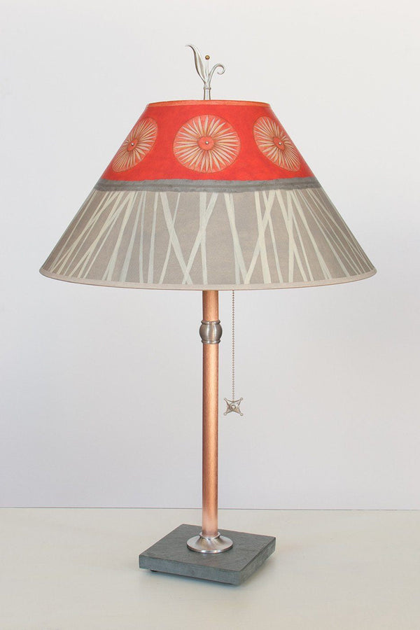 Copper Table Lamp with Large Conical Shade in Tang - Janna Ugone & Co