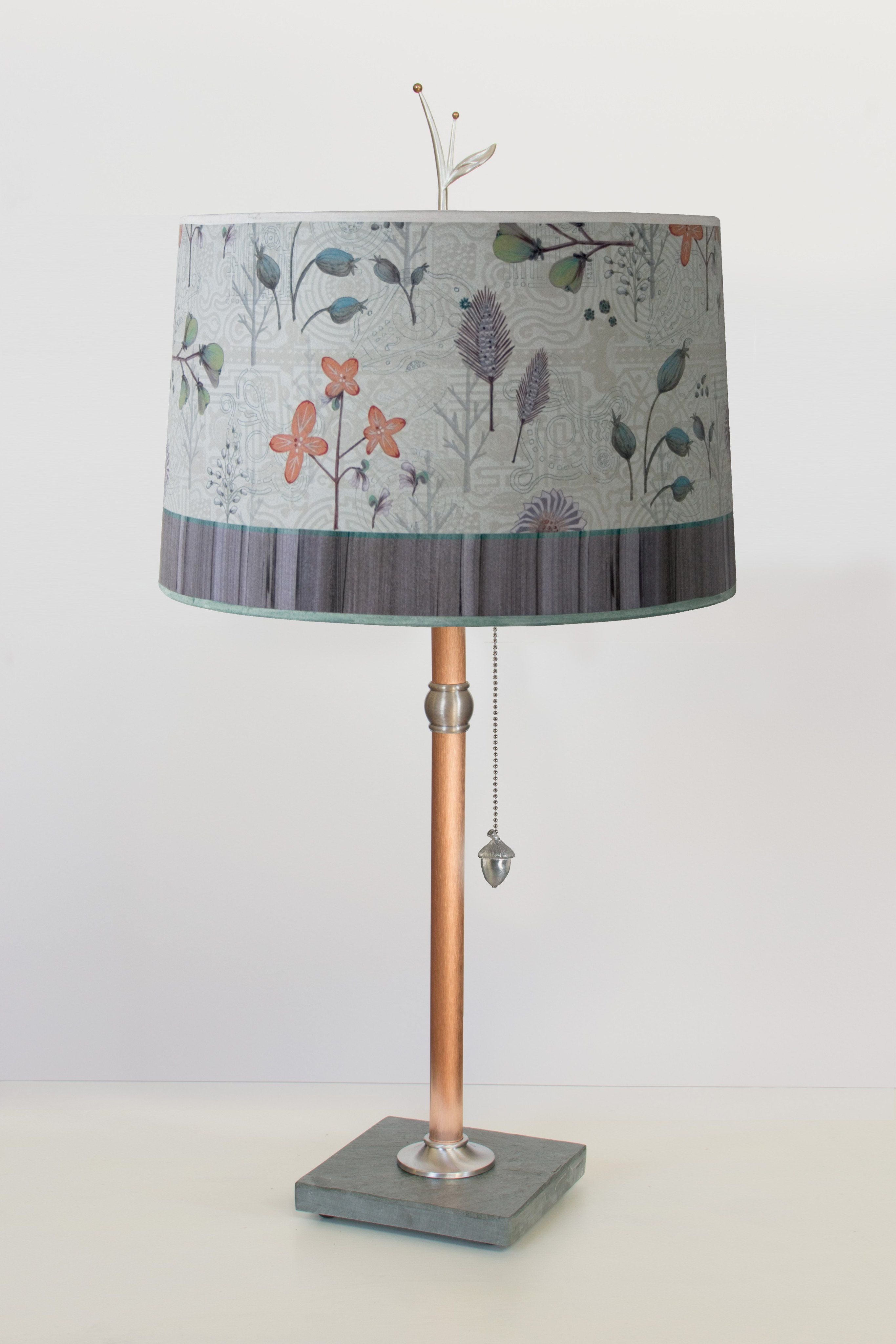 Copper Table Lamp with Large Drum Shade in Flora and Maze - Janna Ugone ...