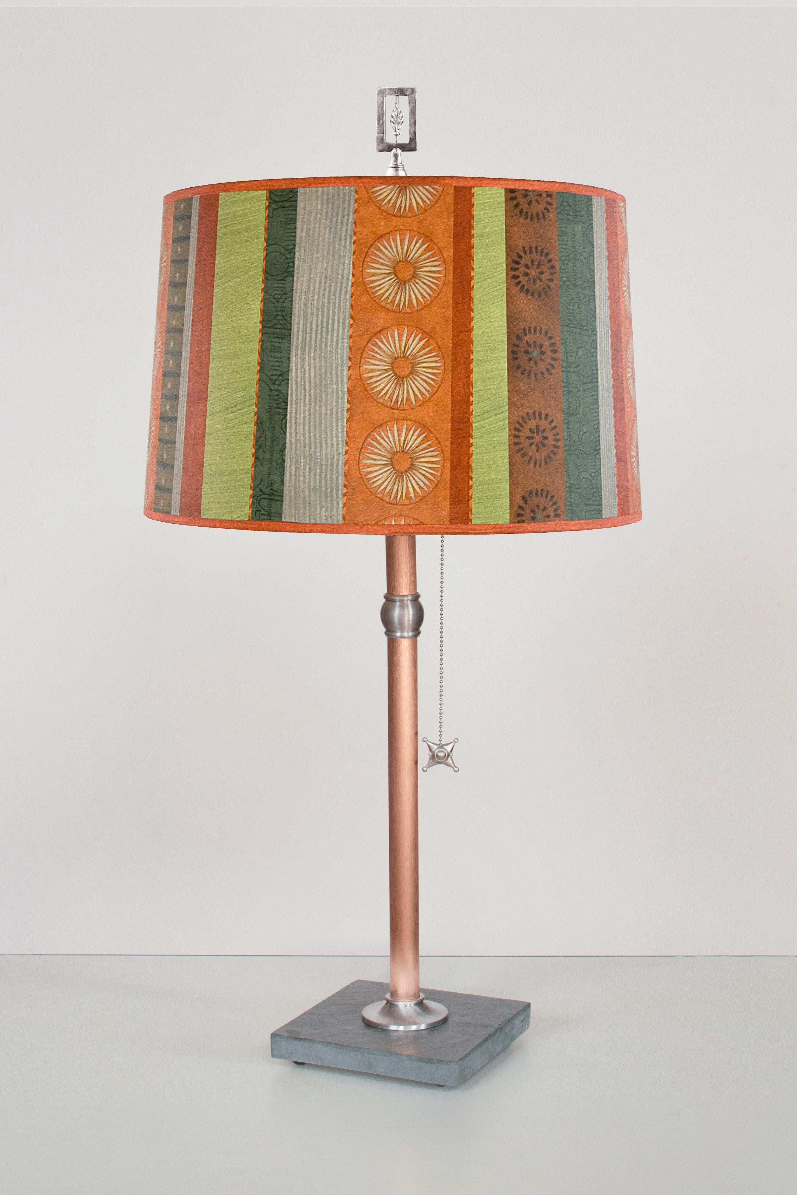 Copper Table Lamp with Large Drum Shade in Serape - Janna Ugone & Co