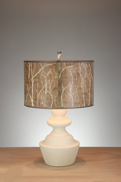 Ceramic Table Lamp with Large Giglee Drum Shade in Twigs - Janna Ugone & Co