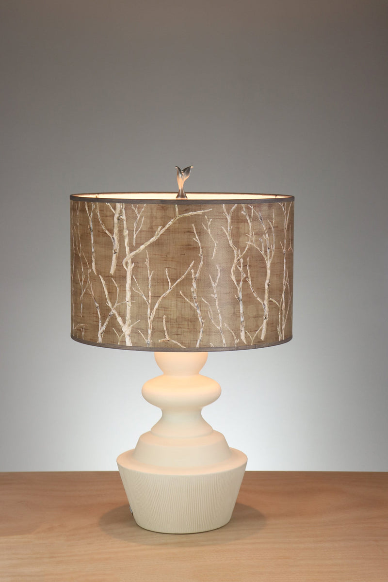 Ceramic Table Lamp with Large Giglee Drum Shade in Twigs - Janna Ugone & Co