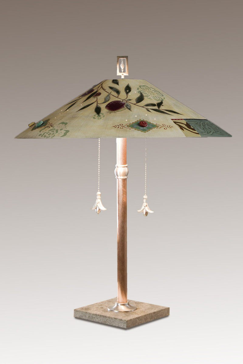 Copper Table Lamp with Large Wide Conical Ceramic Shade in Pomegranate ...
