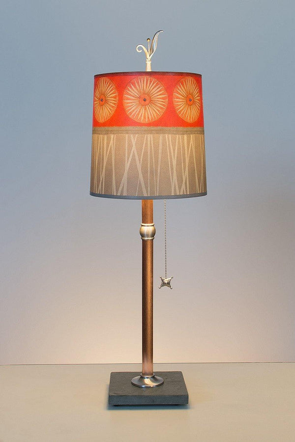 Copper Table Lamp with Medium Drum Shade in Tang - Janna Ugone & Co