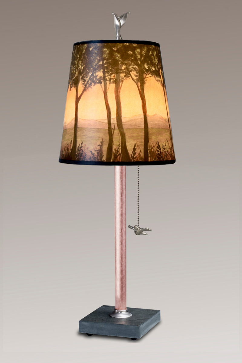 Copper Table Lamp on Vermont Slate with Small Drum Shade in Midnight ...