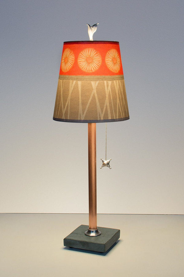 Copper Table Lamp with Small Drum Shade in Tang - Janna Ugone & Co