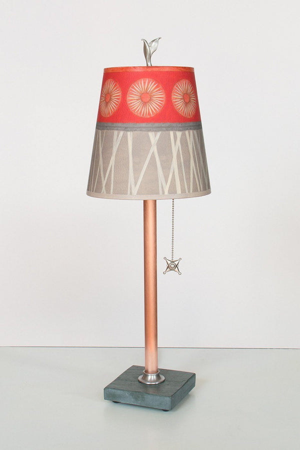 Copper Table Lamp with Small Drum Shade in Tang - Janna Ugone & Co