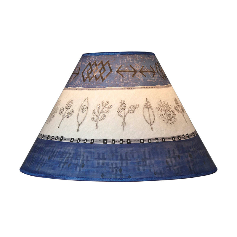 Medium Conical Lamp Shade in Woven & Sprig in Sapphire - Janna Ugone & Co