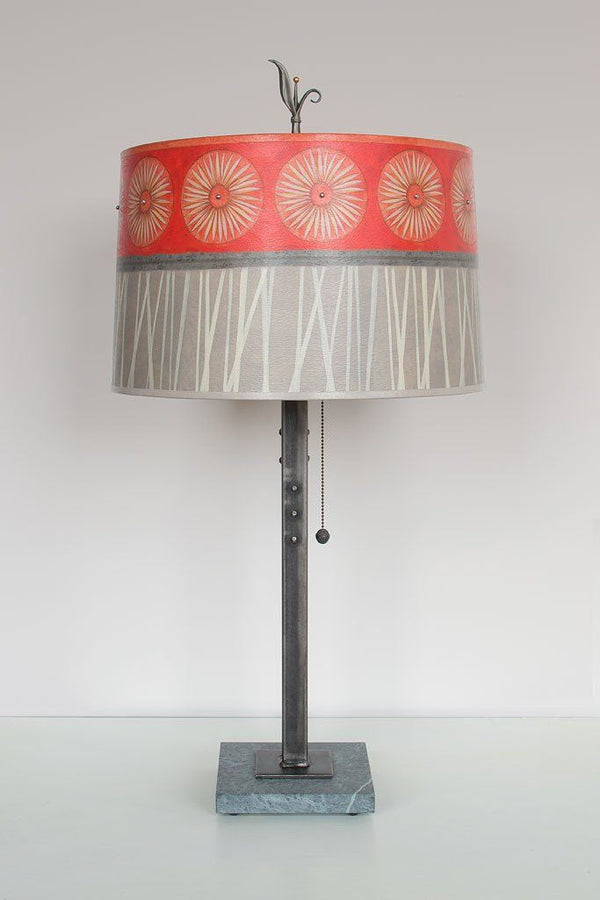 Steel Table Lamp with Large Drum Shade in Tang - Janna Ugone & Co