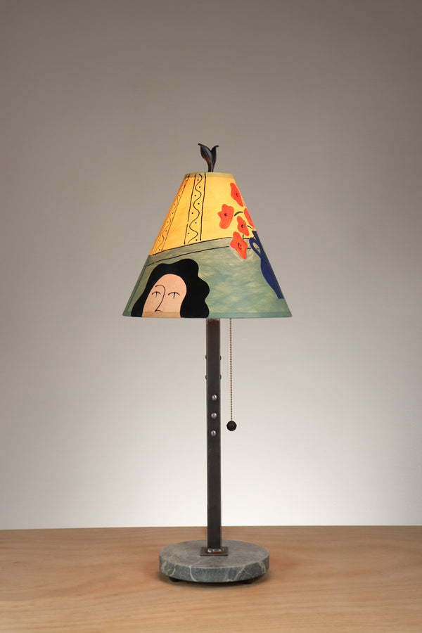 Steel Table Lamp with Small Conical Shade in Matisse Woman - Janna ...