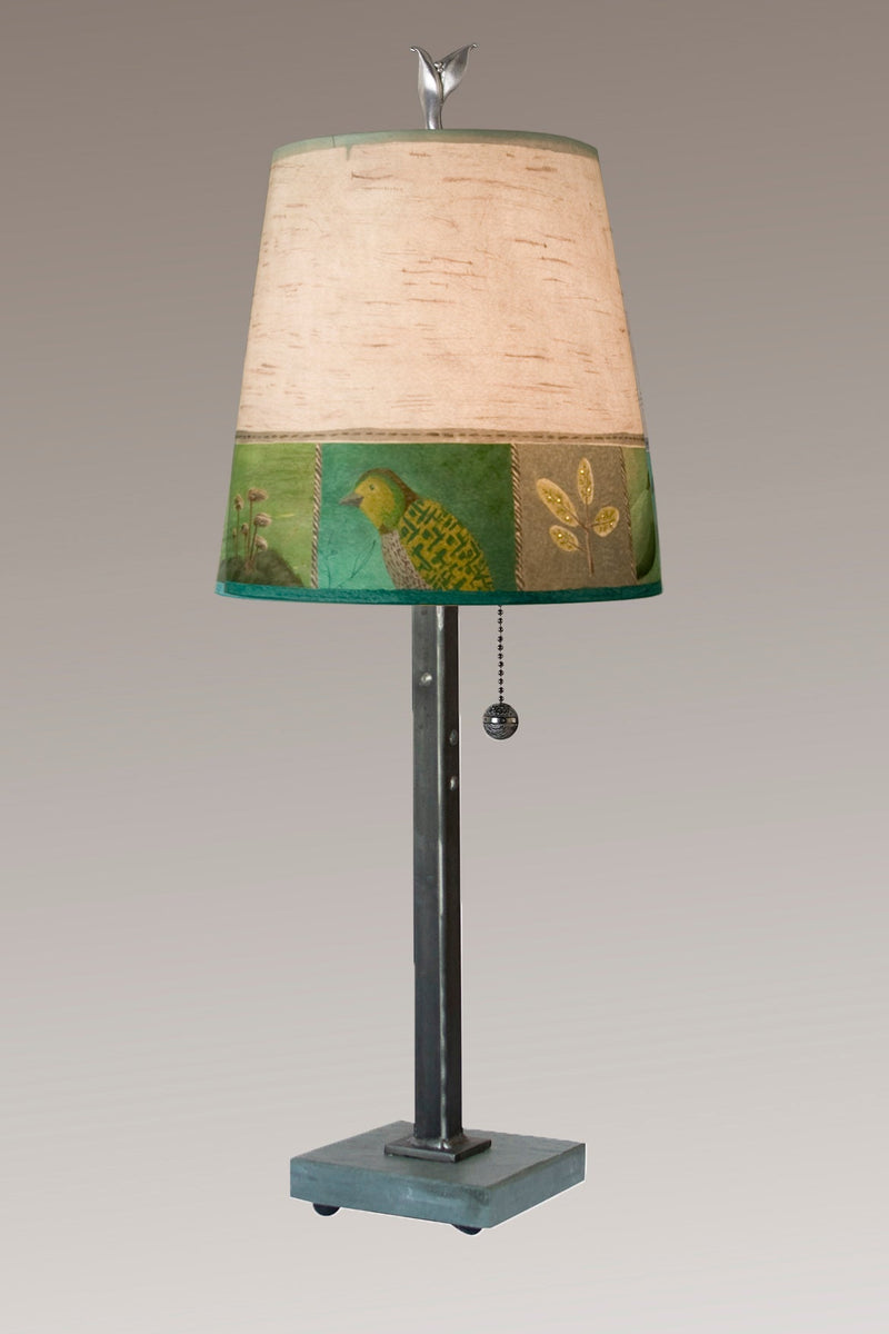 Steel Table Lamp on Italian Marble with Small Drum Shade in Sand Map ...